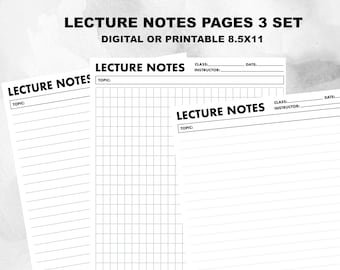Lecture Notes Pages - Etsy