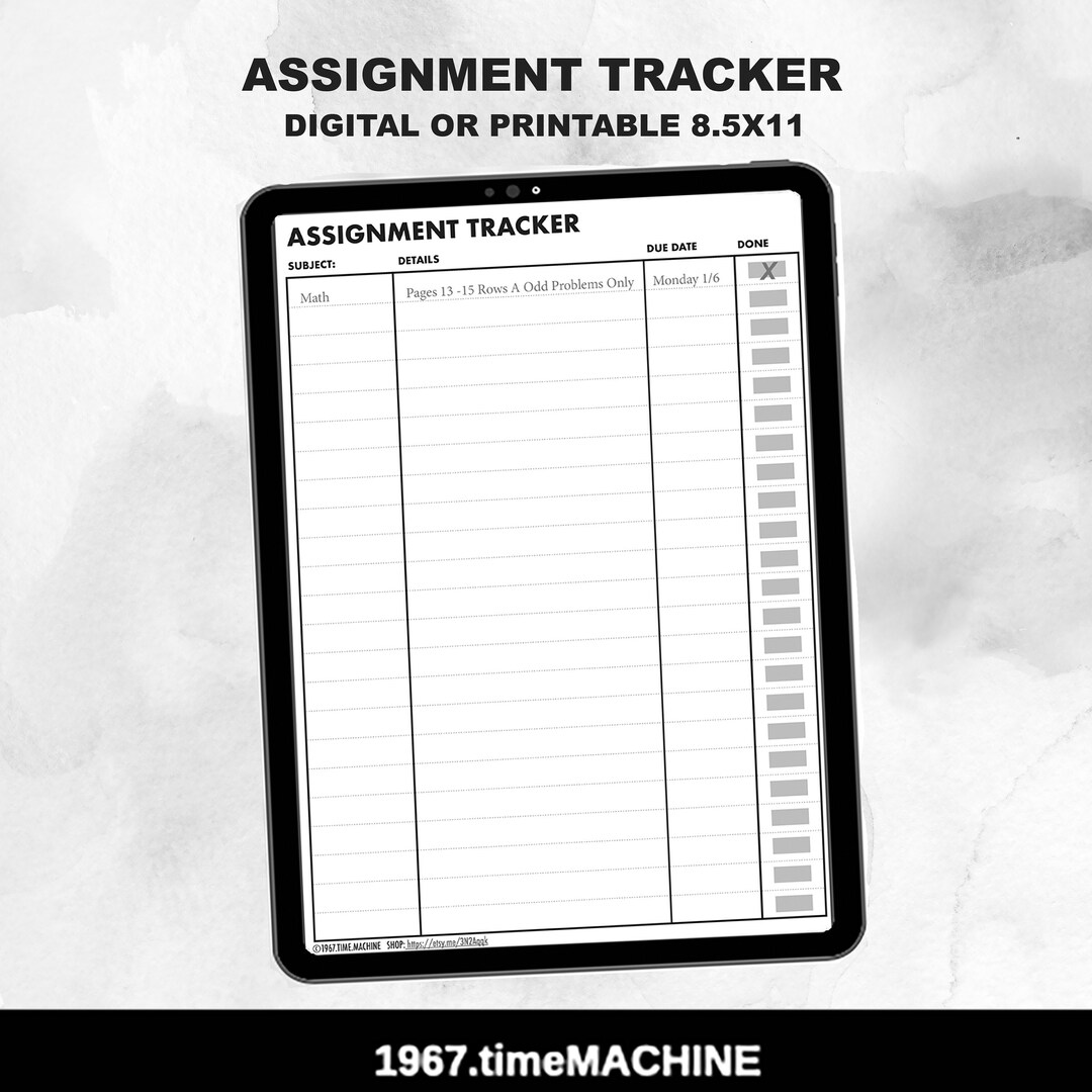 Digital & Printable Assignment/homework Planner Tracker - iPad ...