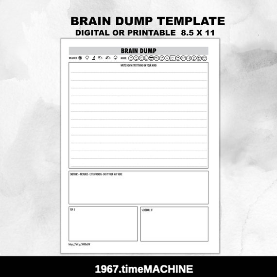 Digital or Printable Brain Dump Template - Etsy