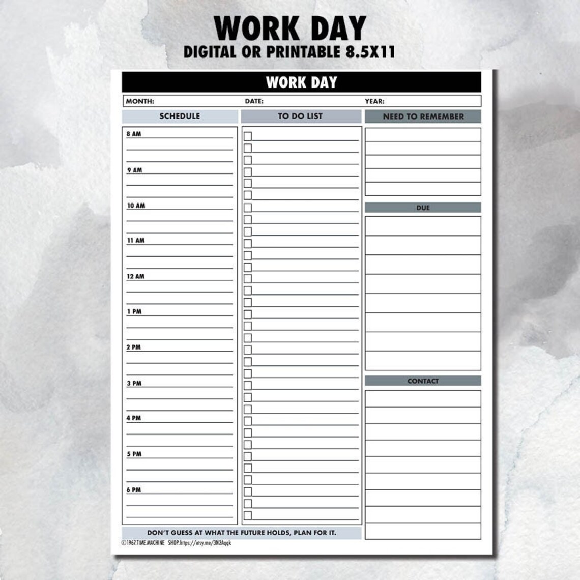 Digital or Printable Work Day Planner 8.5x11 - Etsy