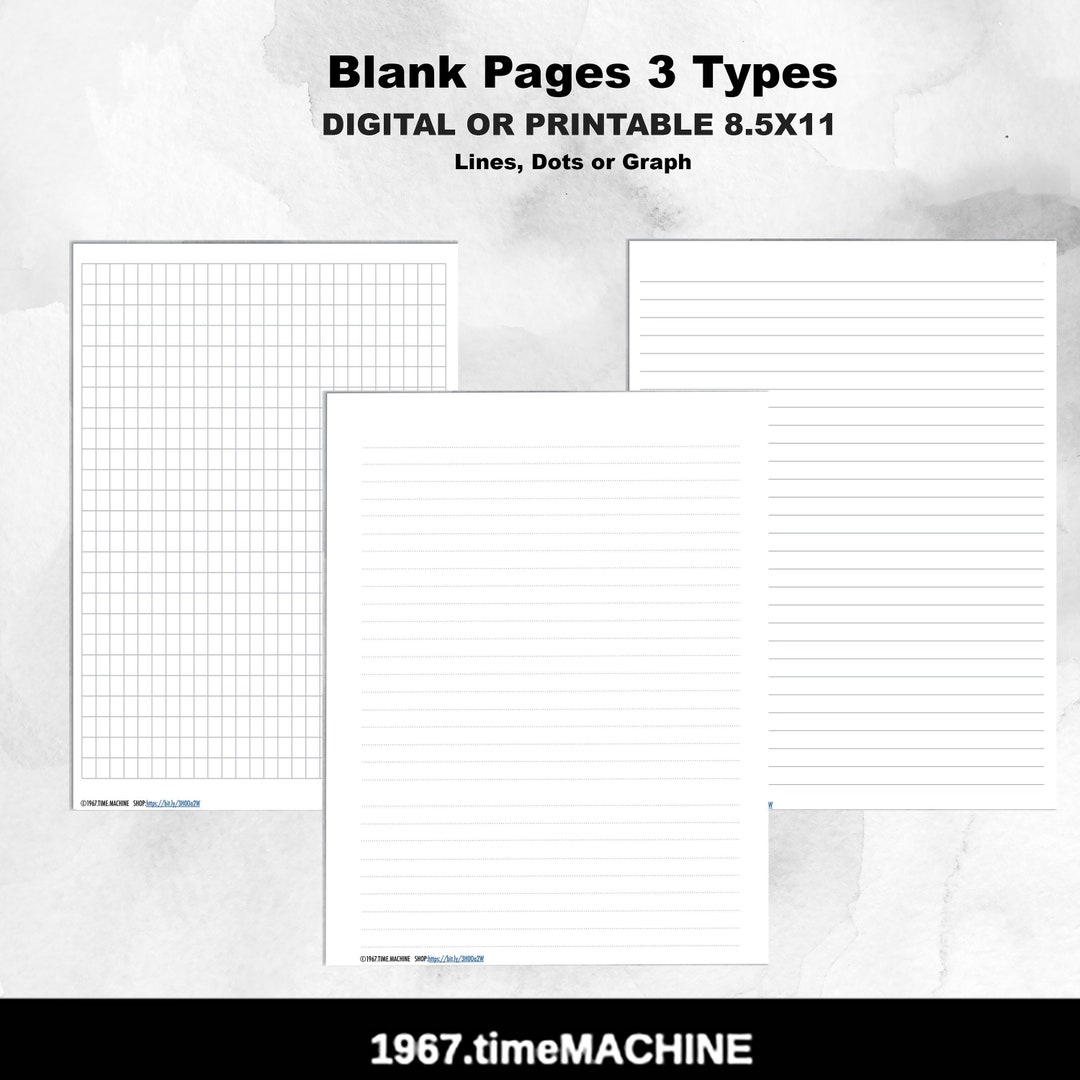 Digital or Printable Pages 3 Types - Line, Dots, Graph. 8.5 X 11 ...