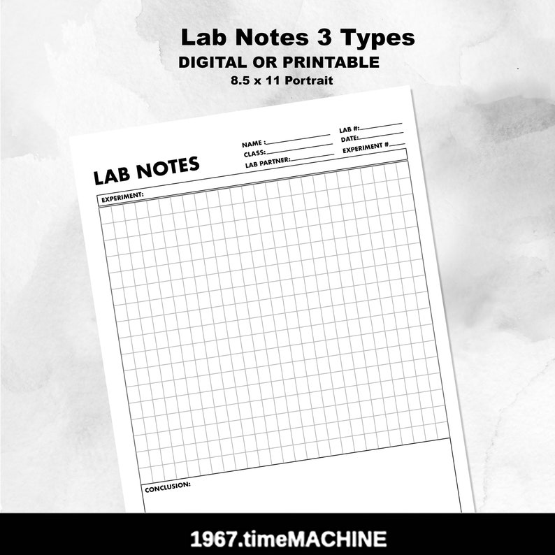 Lab Notes 3 Types Digital or Printable Portrait 8.5 X 11 - Etsy
