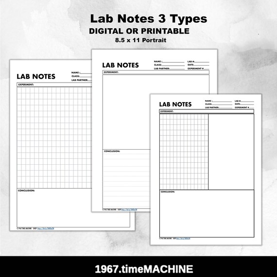 Lab Notes 3 Types Digital or Printable Portrait 8.5 X 11 - Etsy