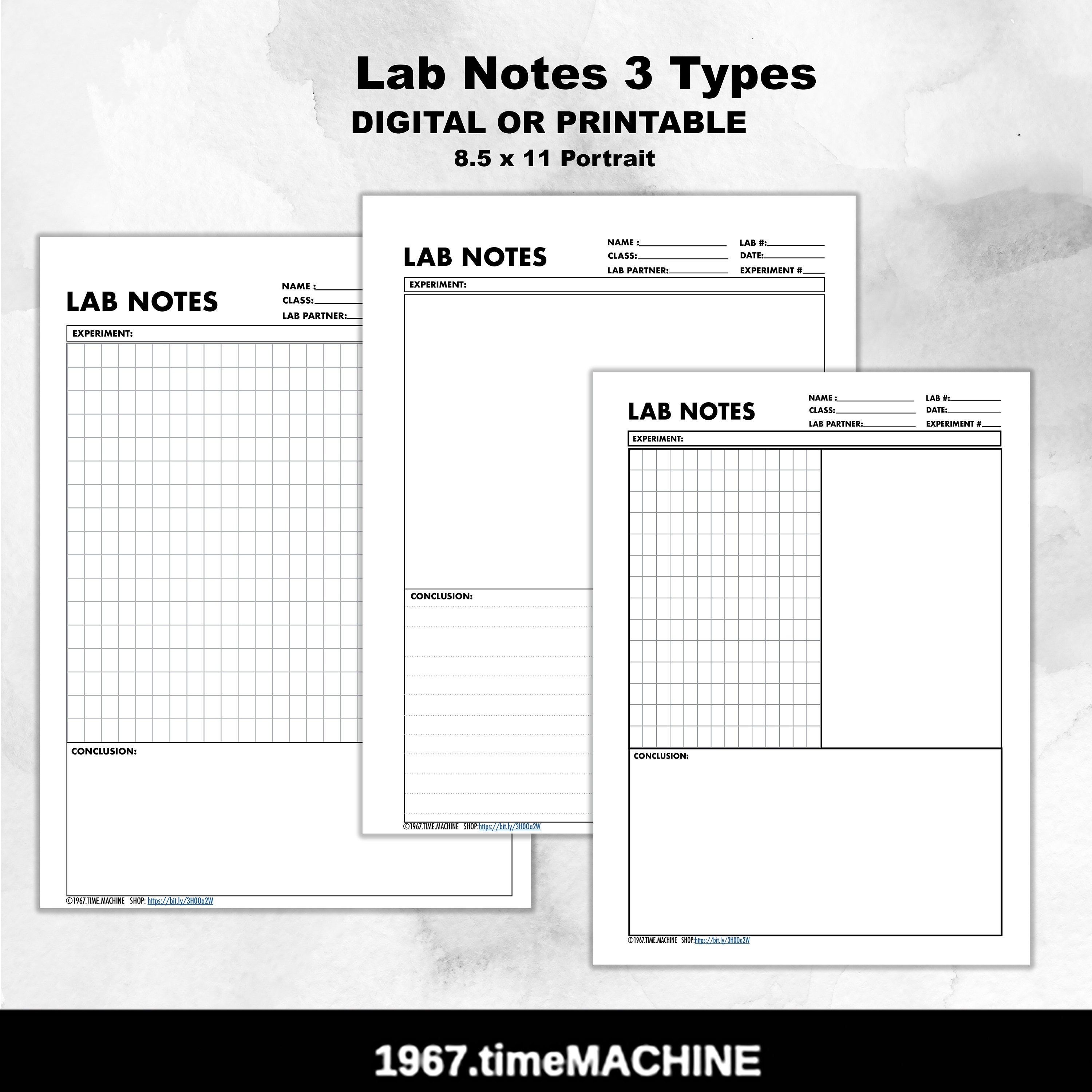Lab Notes 3 Types Digital or Printable Portrait 8.5 X 11 - Etsy