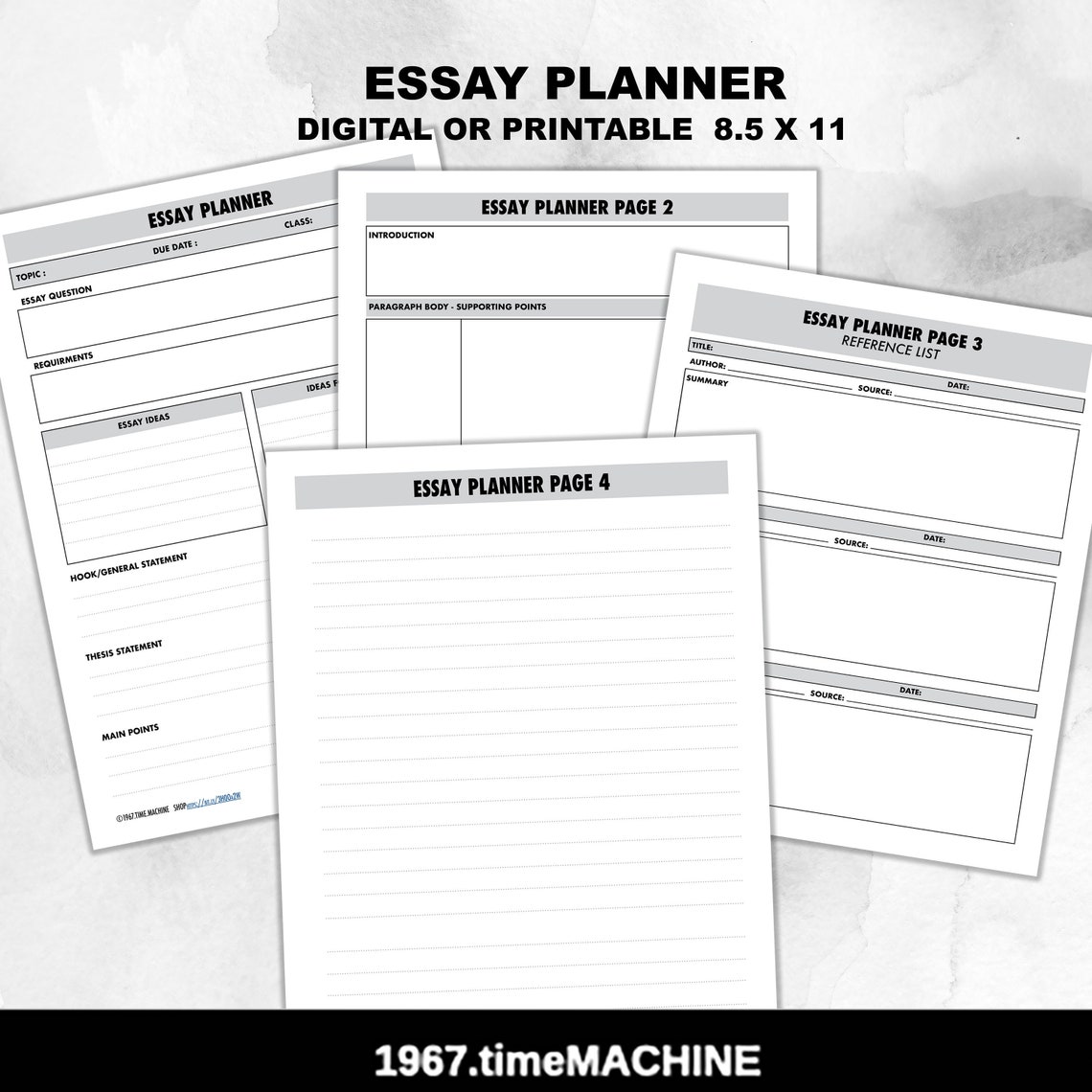 Digital or Printable Essay Planner Template 8.5x 11 - Etsy