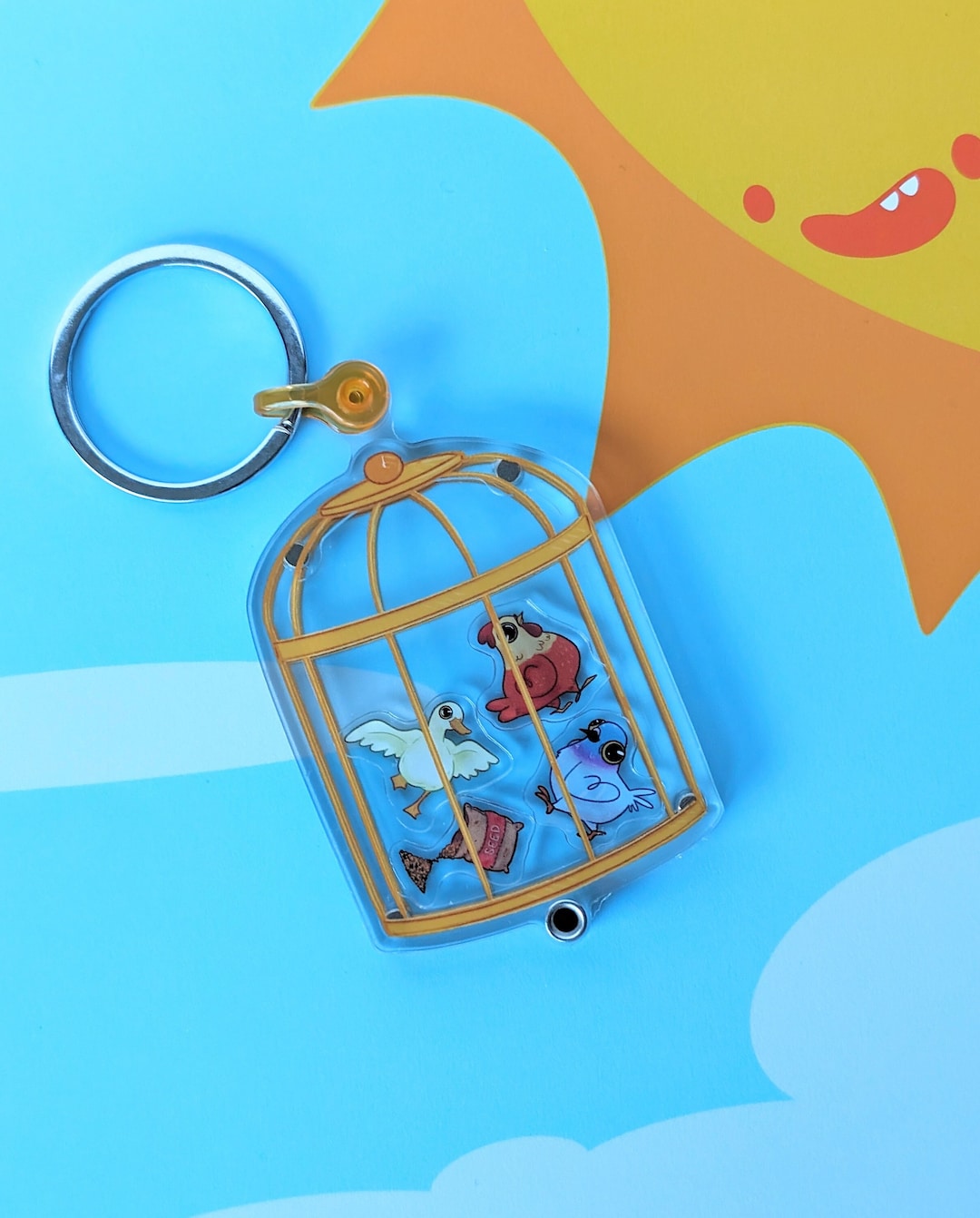 Cute Birdcage Refillable Shaker Keychain ~ Acrylic Charms, Openable ...