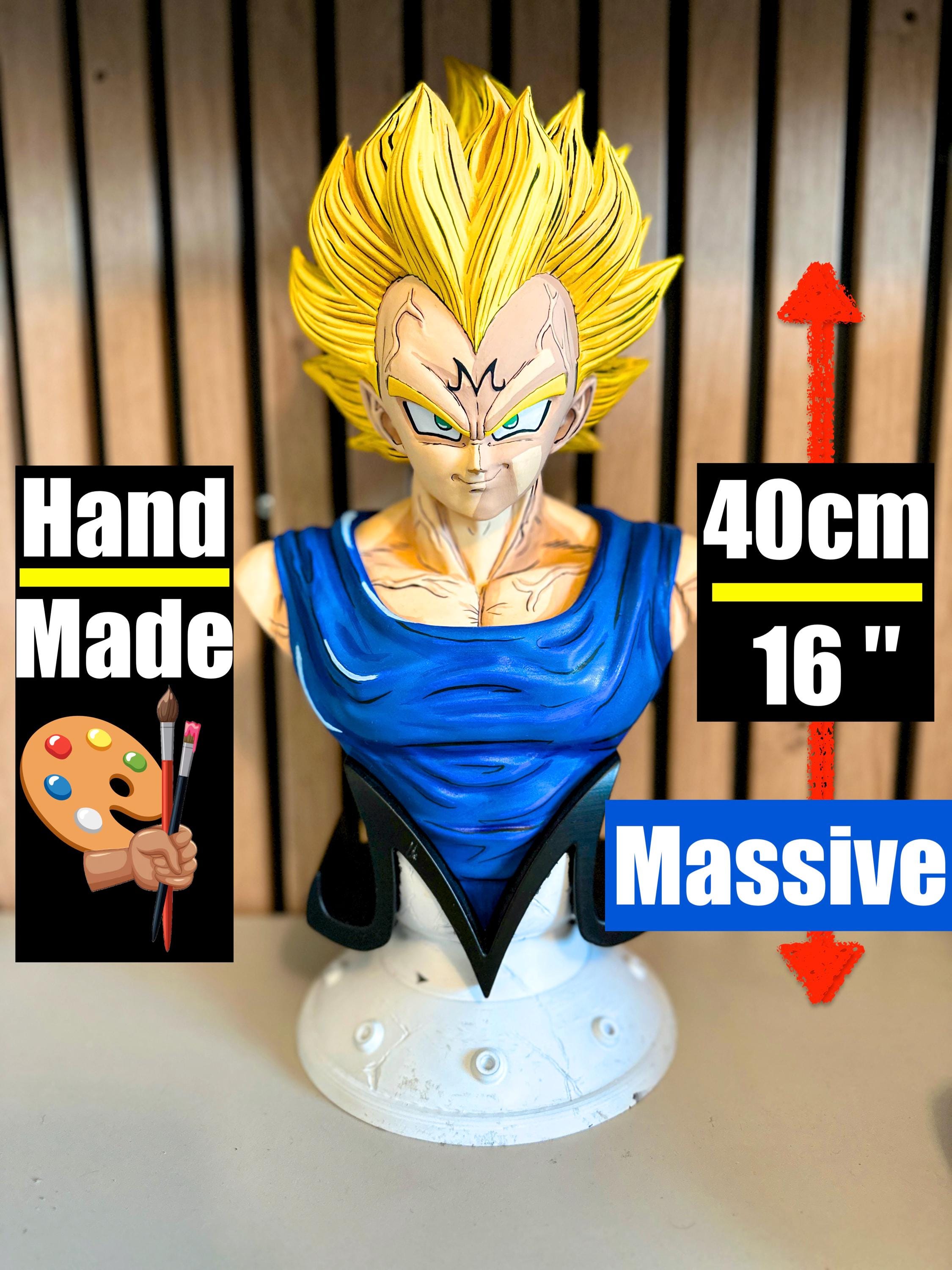 Giant Majin Vegeta Bust – Hand-painted 3D Dragon Ball Statue (sizes M ...