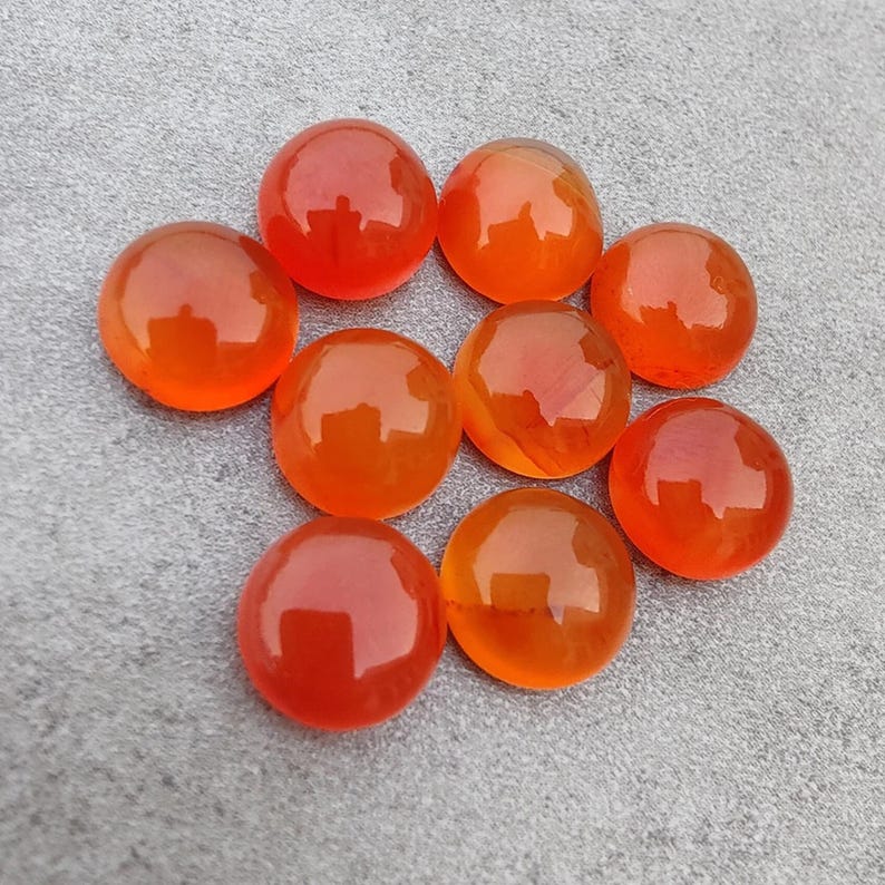 AAA+ Carnelian Cabochon: Round Flat Back Gemstone - Etsy