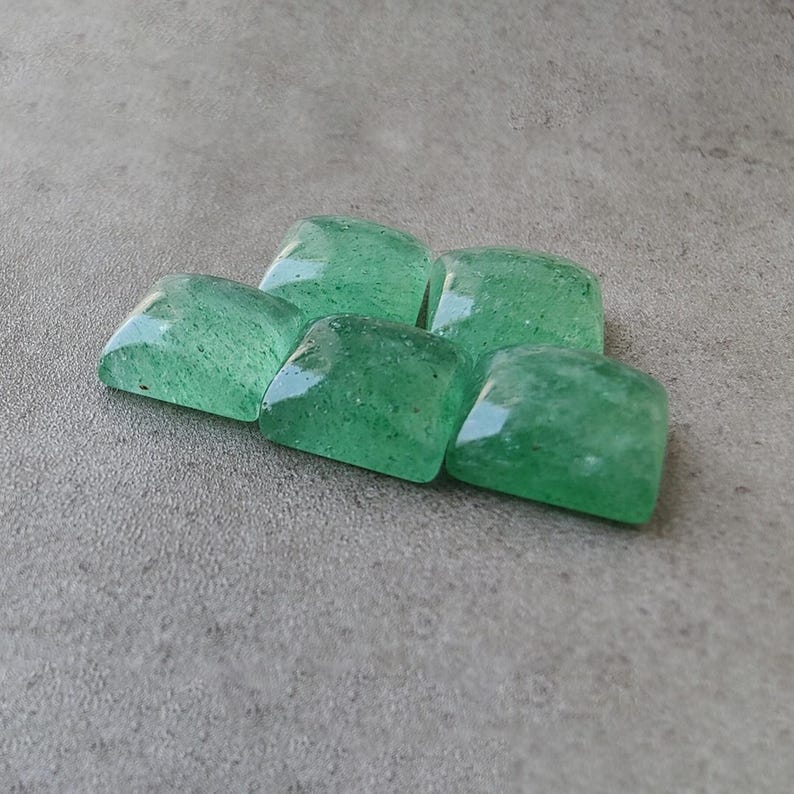 Green Strawberry Quartz Cabochon: Square Gemstone for Jewelry Making - Etsy