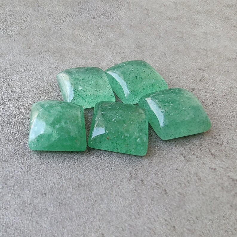 Green Strawberry Quartz Cabochon: Square Gemstone for Jewelry Making - Etsy
