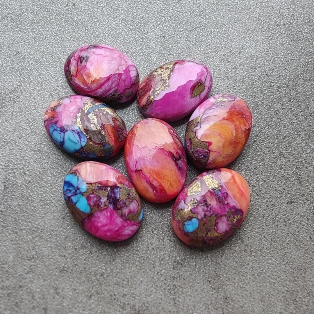 Natural Pink Spiny Oyster Turquoise Calibrated Oval Gemstone | Polished ...