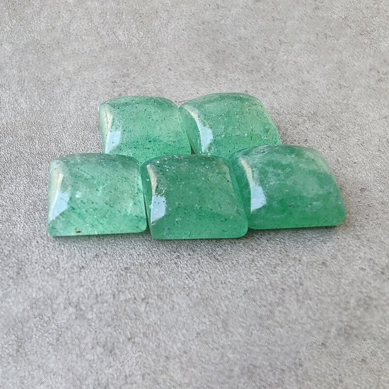 Green Strawberry Quartz Cabochon: Square Gemstone for Jewelry Making - Etsy