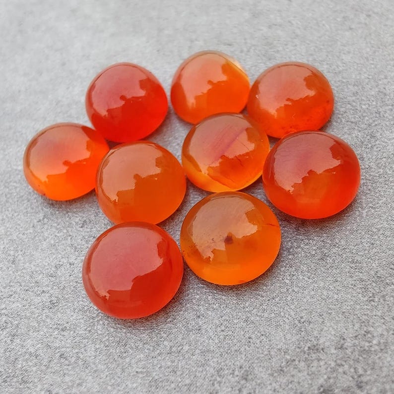 AAA+ Carnelian Cabochon: Round Flat Back Gemstone - Etsy