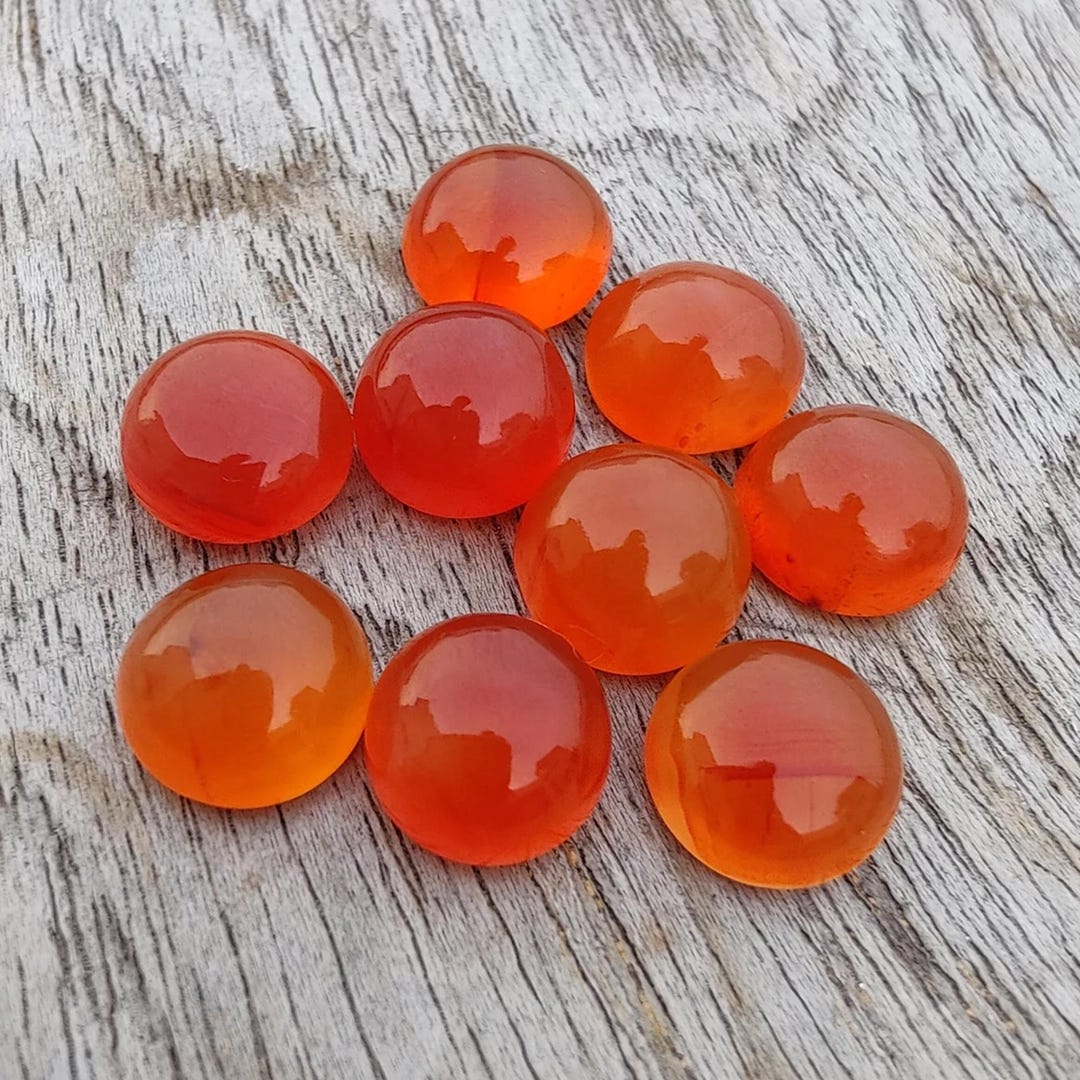 AAA+ Carnelian Cabochon: Round Flat Back Gemstone - Etsy