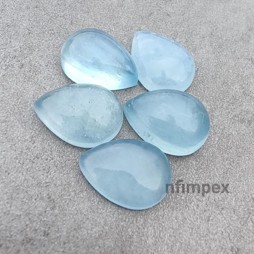 Aqua Milky Cabochon | Natural Light Blue Teardrop Stone for Jewelry ...
