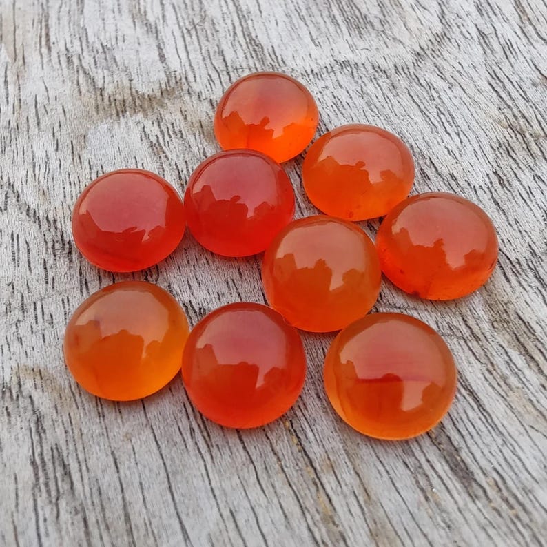 AAA+ Carnelian Cabochon: Round Flat Back Gemstone - Etsy