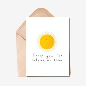 Thank You for Helping Me Shine Card | Teacher | Best Friend | End of ...