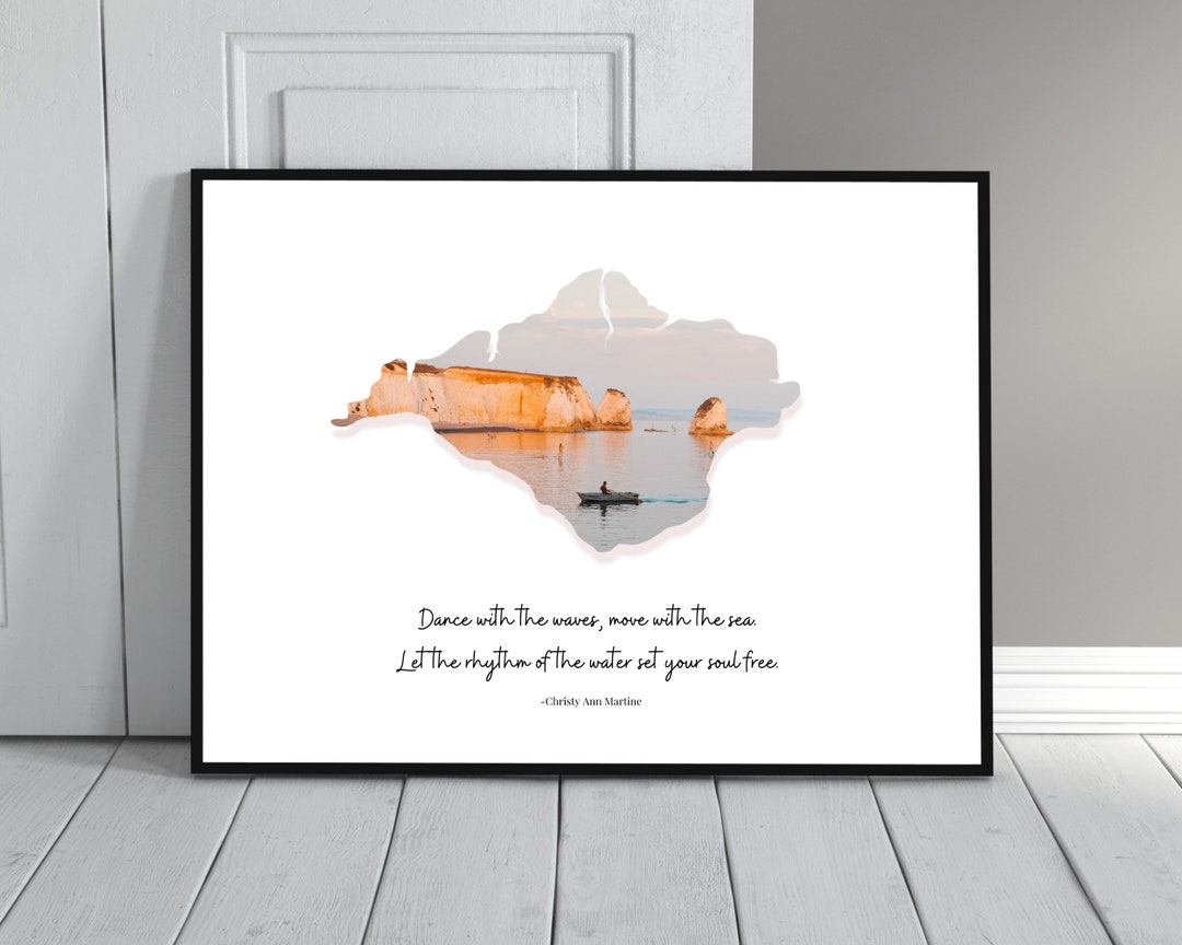 Isle of Wight Freshwater Bay Landscape Photography IOW Quote Print Map ...