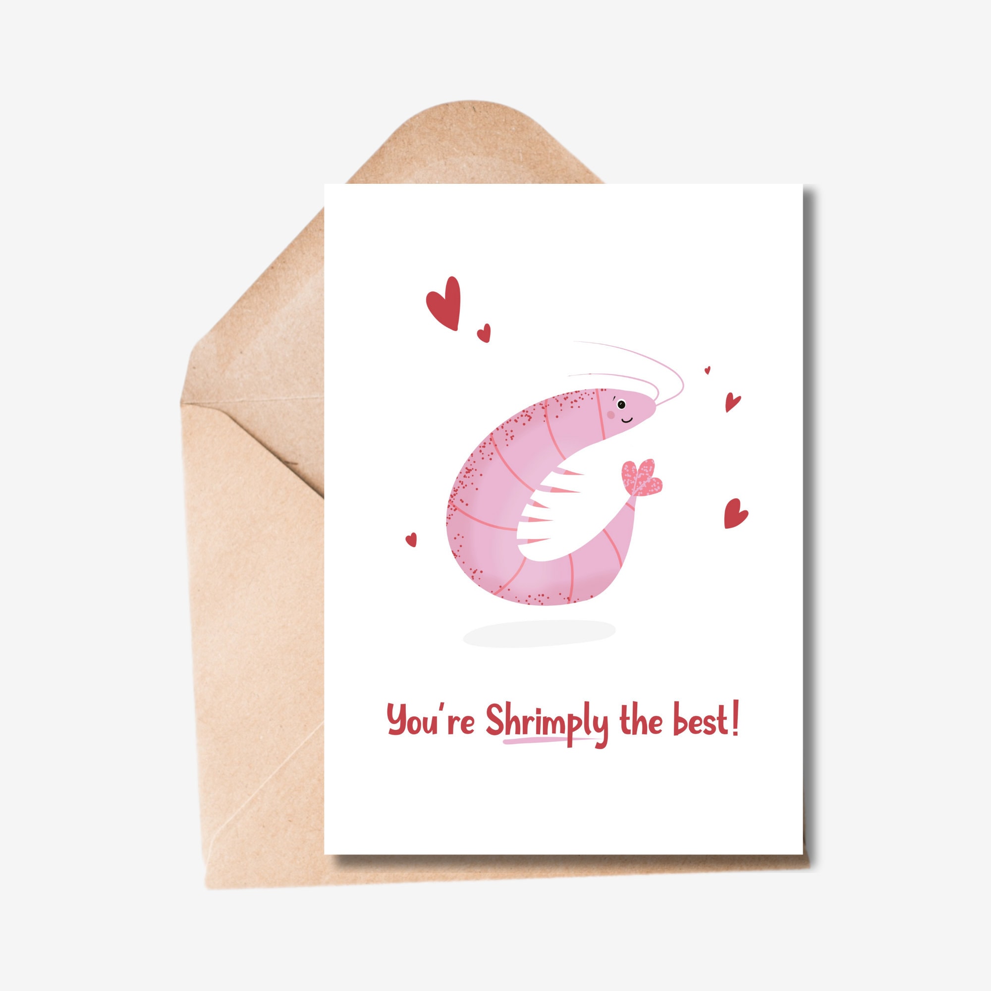 You're Shrimply the Best Valentines Card Funny Pun Greeting Card Cute ...