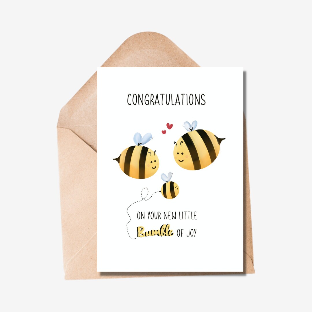 Congratulations New Baby Card Cute Bumble Bee New Parents Cute Pun Card Pregnancy Newborn - Etsy