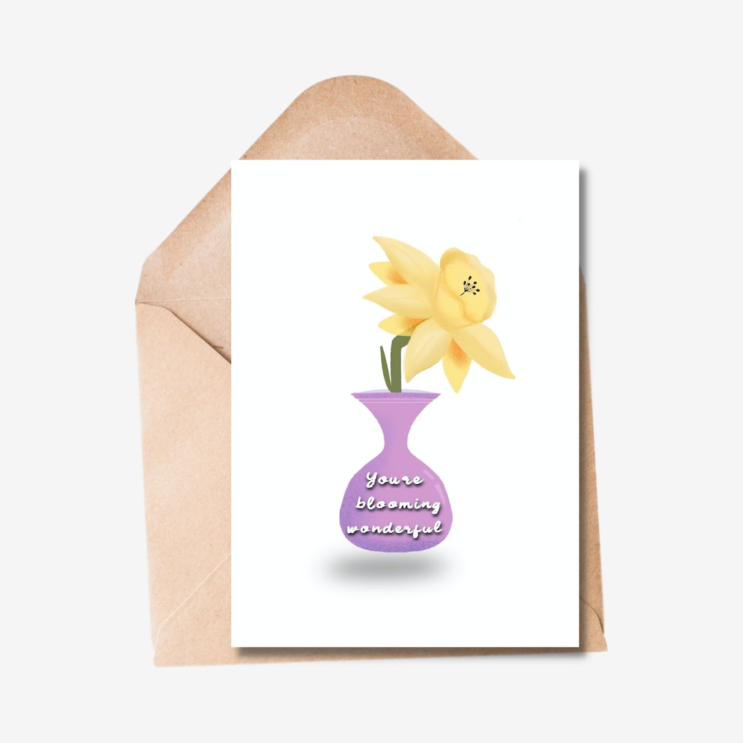 You're Blooming Wonderful Cute Hand Drawn Daffodil Flower Pun Card ...