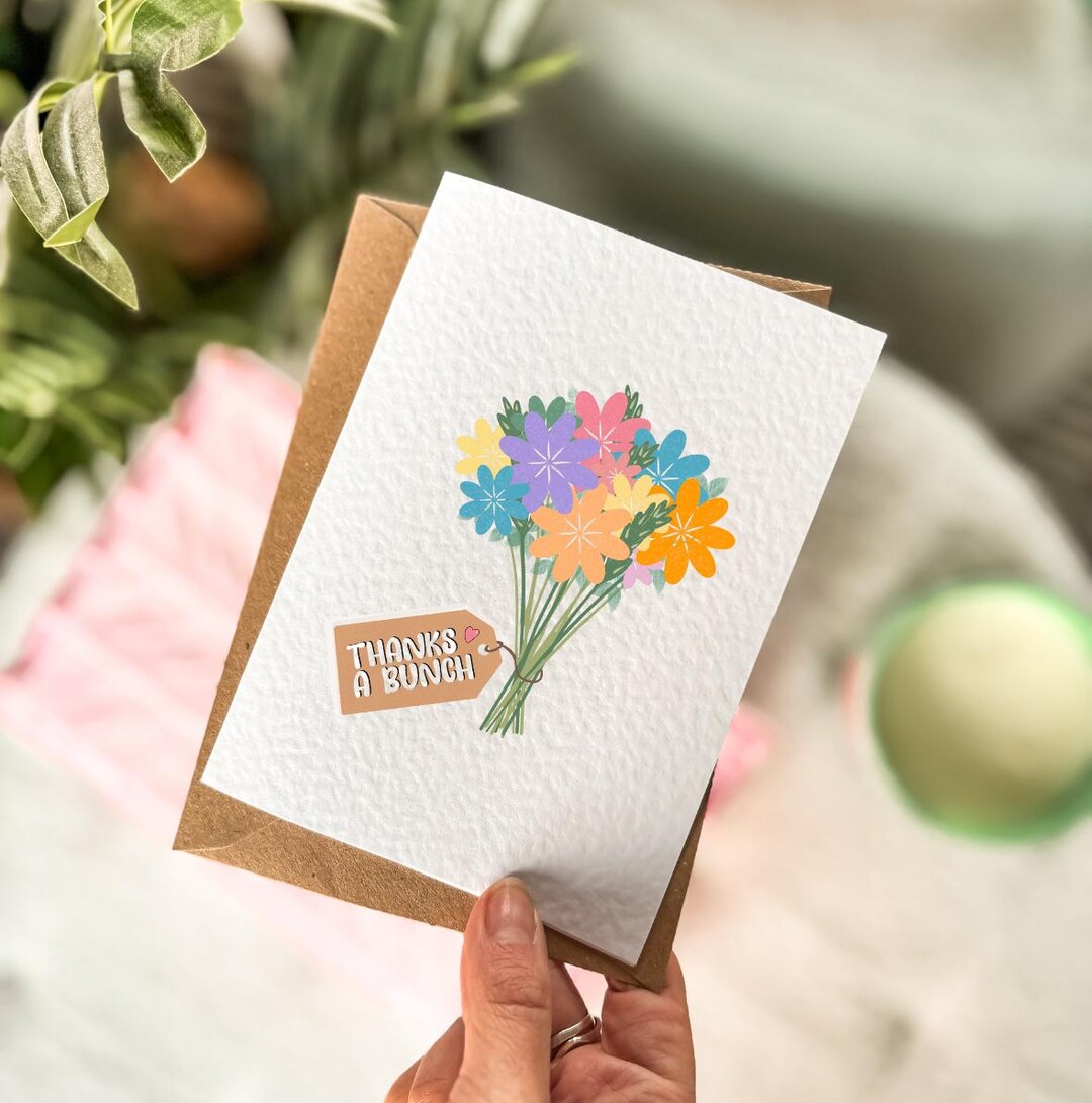 Thank You Greeting Card | Bunch of Flowers | Thanks a Bunch Pun ...