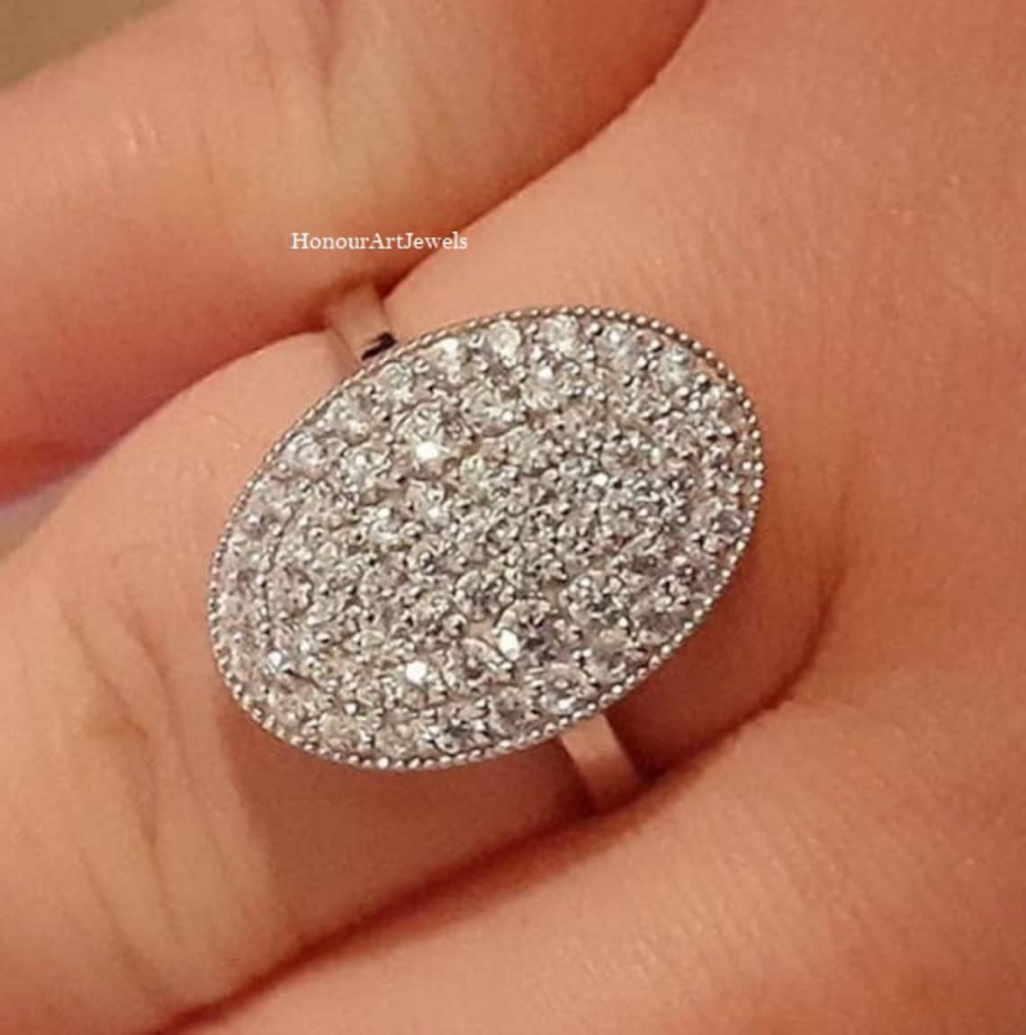 Twilight Bella Engagement Ring, Cluster Round Moissanite Wedding Ring, Breaking Dawn Edward ...