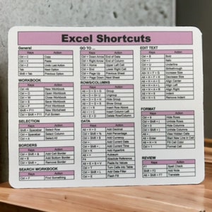 Purple -excel Shortcuts Mouse Pad / Desk Accessories, Desk Accessories ...