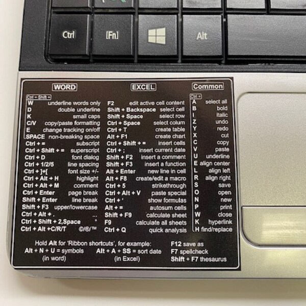 Excel Shortcut Sticker - Etsy