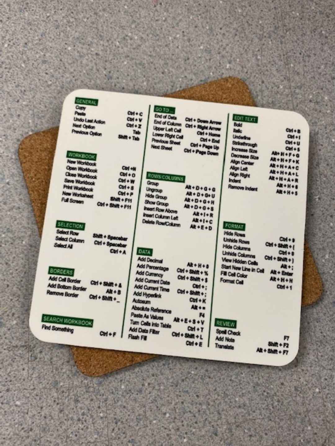 Excel (for Windows) Shortcuts Wood Coaster 1 Piece , Coaster 1 Piece - Etsy