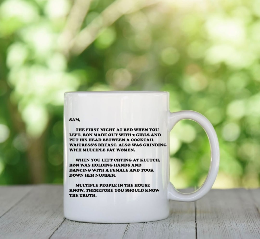 Jersey Shore the Note Coffee Mug, Dear Sam Anonymous Letter 11oz Coffee ...