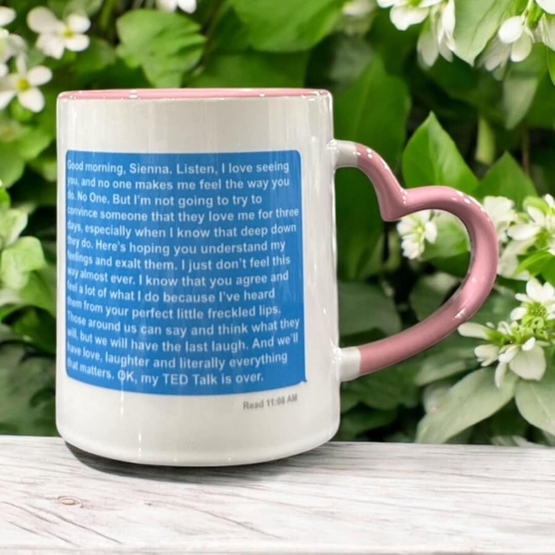 Shep Rose Text to Sienna Ceramic Mug 11oz With Heart Shaped Handle ...