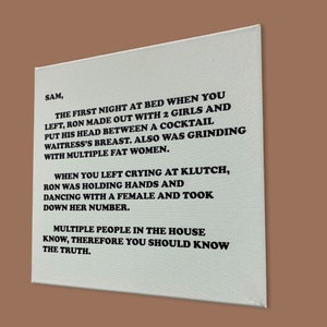 Jersey Shore "the Note" Framed Canvas Print, Dear Sam Anonymous Letter ...