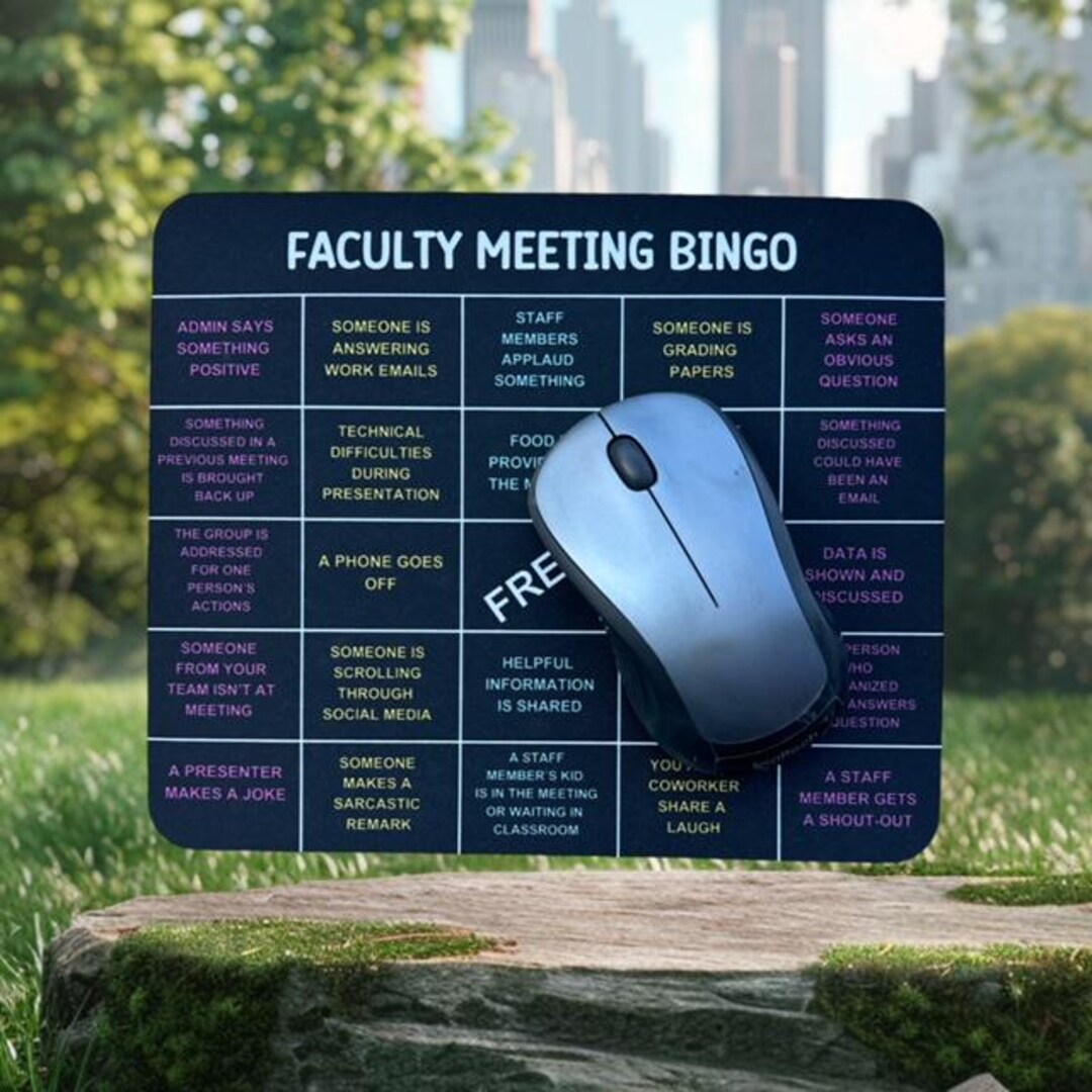 Faculty Meeting Bingo Mouse Pad – Fun Teacher Gift, Office Humor, Desk ...