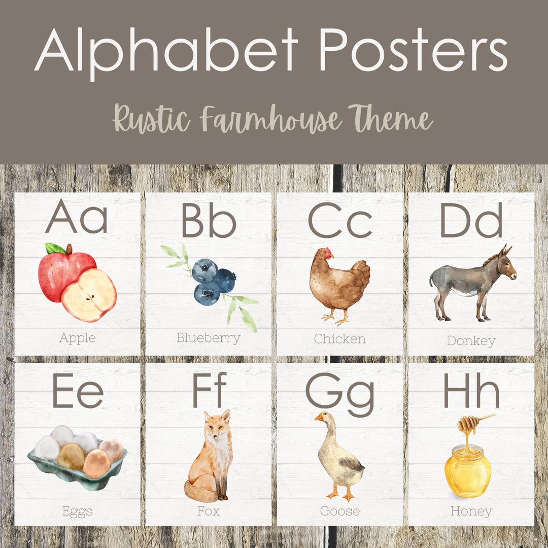Farmhouse Boho Rustic Classroom Wall Letter Posters A-Z - Etsy