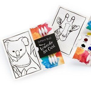 6 Wildlife Watercolor Art Cards - Paint With Cotton Buds! - Etsy