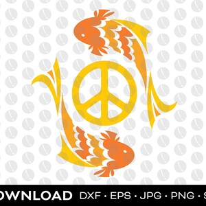 Koi Fish Peace Sign svg dxf png jpg eps Descargar - Etsy México