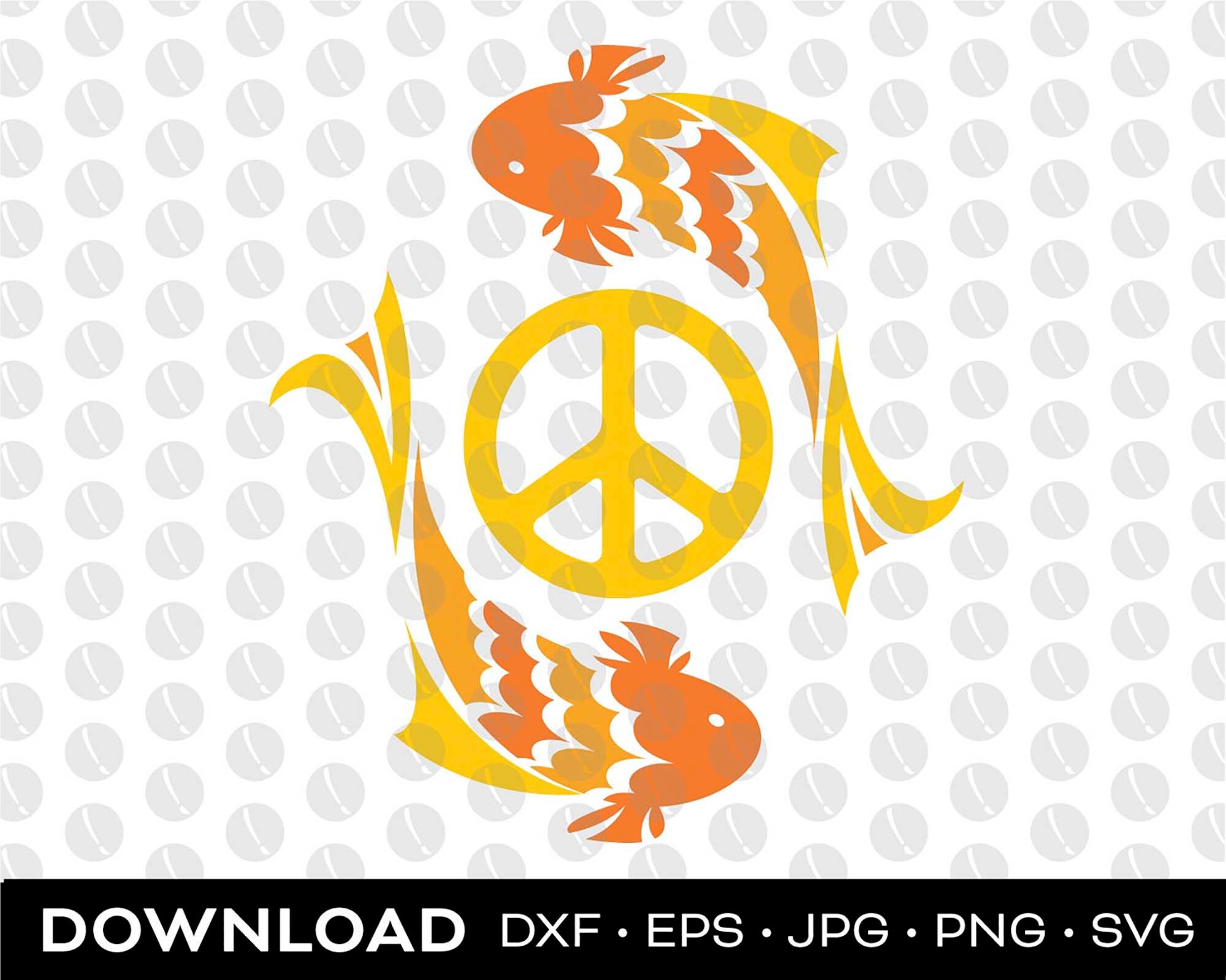 Koi Fish Peace Sign Svg Dxf Png Jpg Eps Download - Etsy Australia