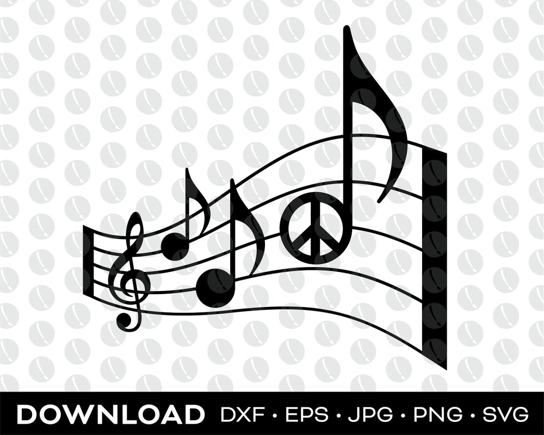 Musical Staff Peace Sign Svg, Png, Jpg, Dxf, Eps Download - Etsy