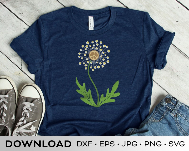 Dandelion Wildflower Peace Sign Svg, Png, Dxf, Png, Eps Download - Etsy