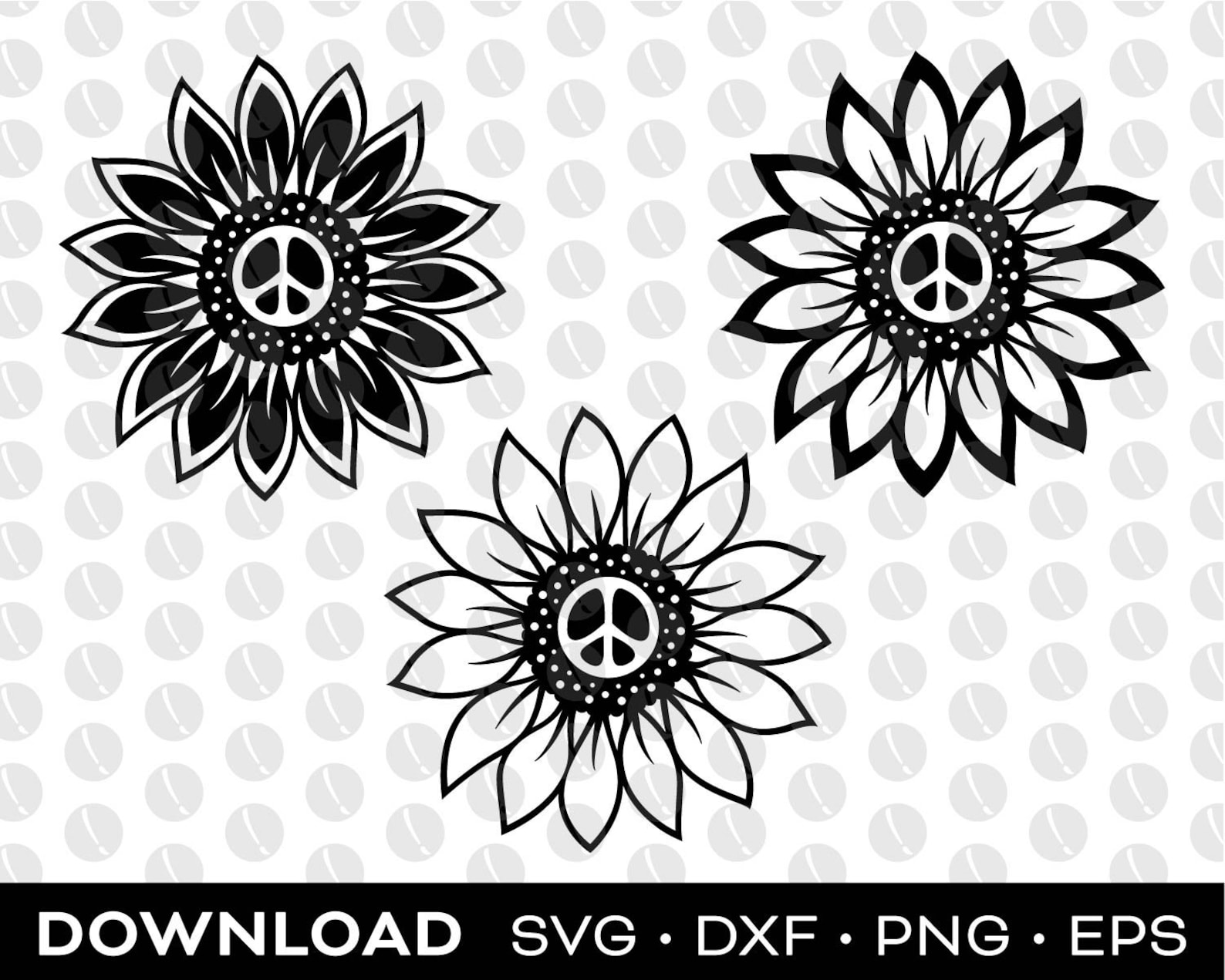 Rainbow Sunflower Peace Sign Svg, Png, Dxf, Eps Download - Etsy
