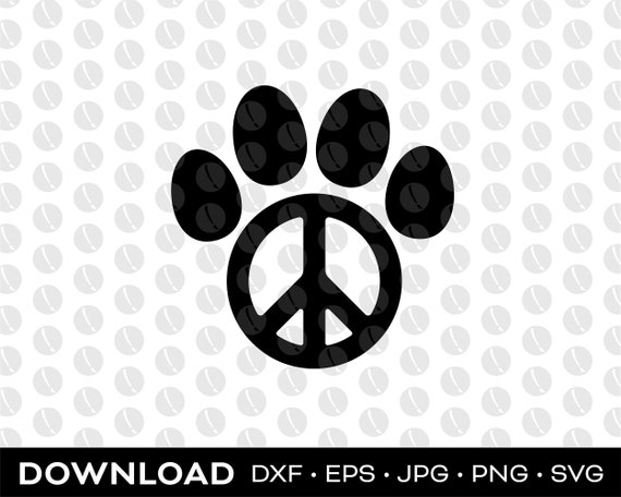 Paw Print Peace Sign Svg Jpg Dxf Png Eps Download - Etsy