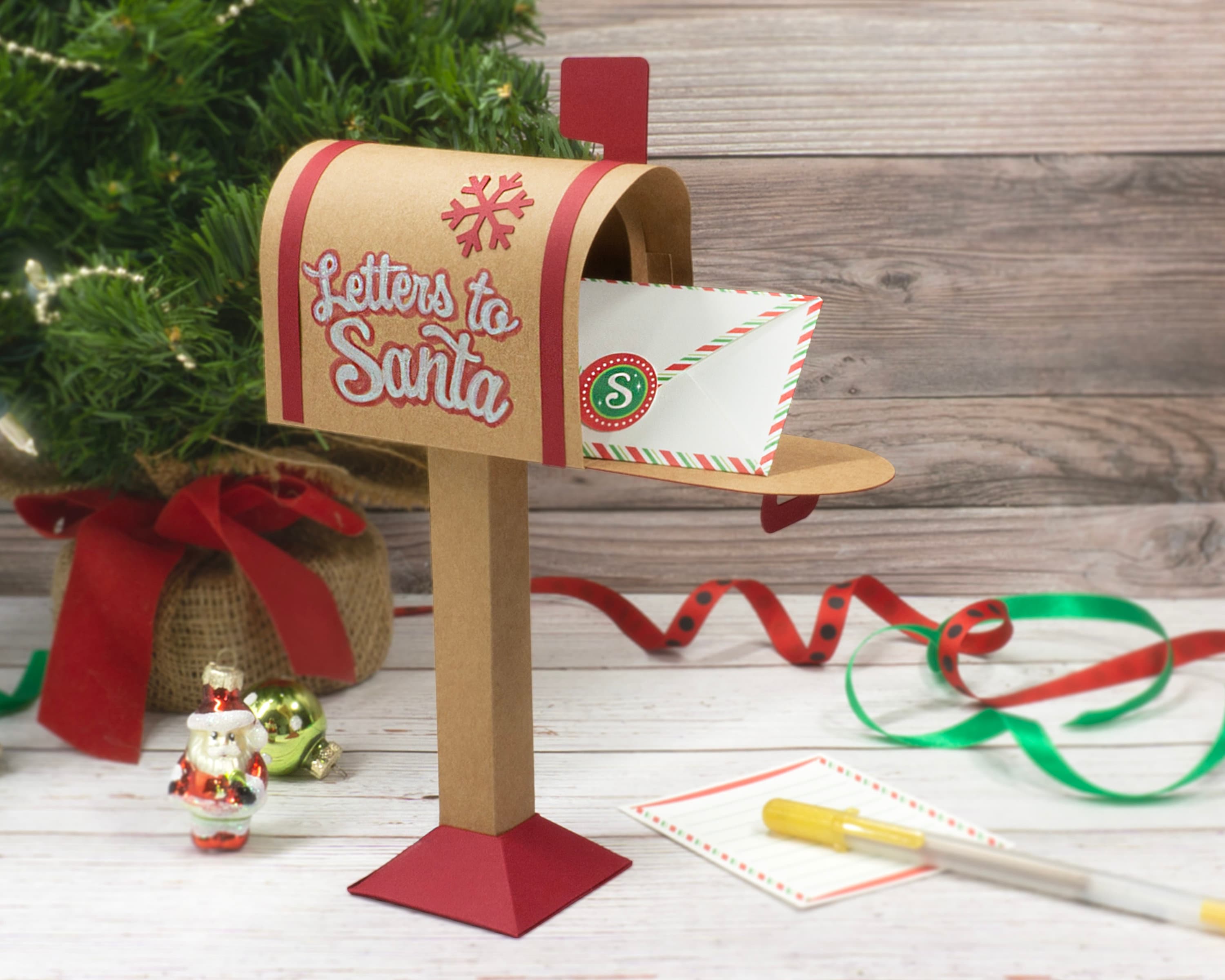Letters to Santa Mailbox SVG, DXF With Printable Stationery Cardstock ...