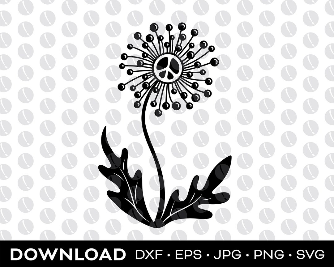 Dandelion Wildflower Peace Sign Svg, Png, Dxf, Png, Eps Download - Etsy