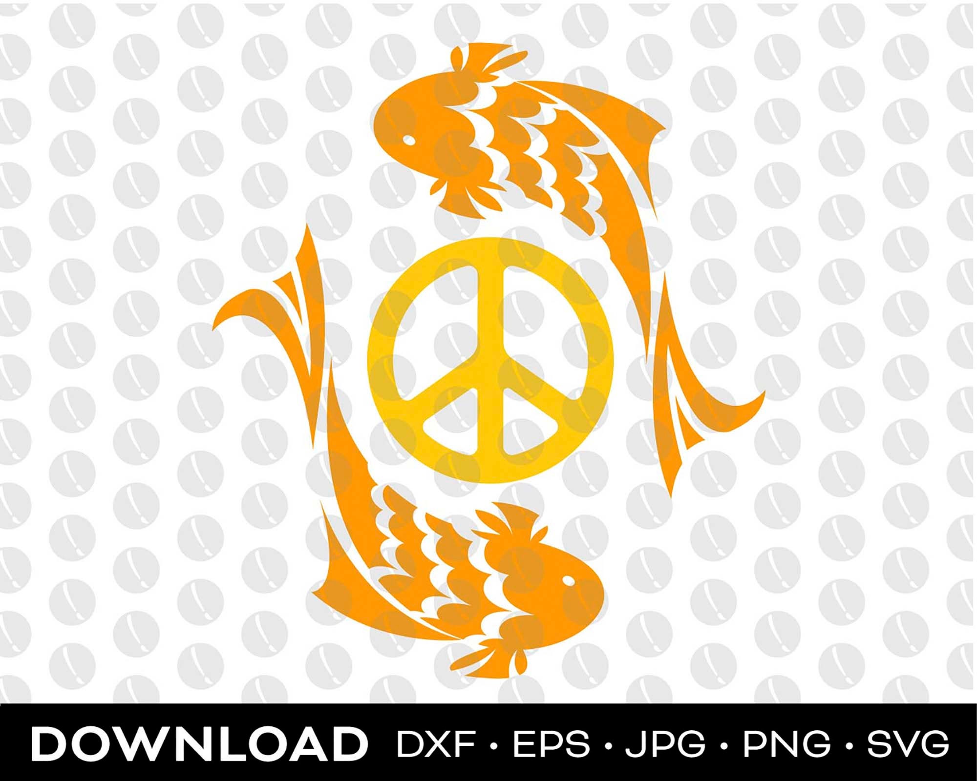 Koi Fish Peace Sign svg dxf png jpg eps Descargar - Etsy México
