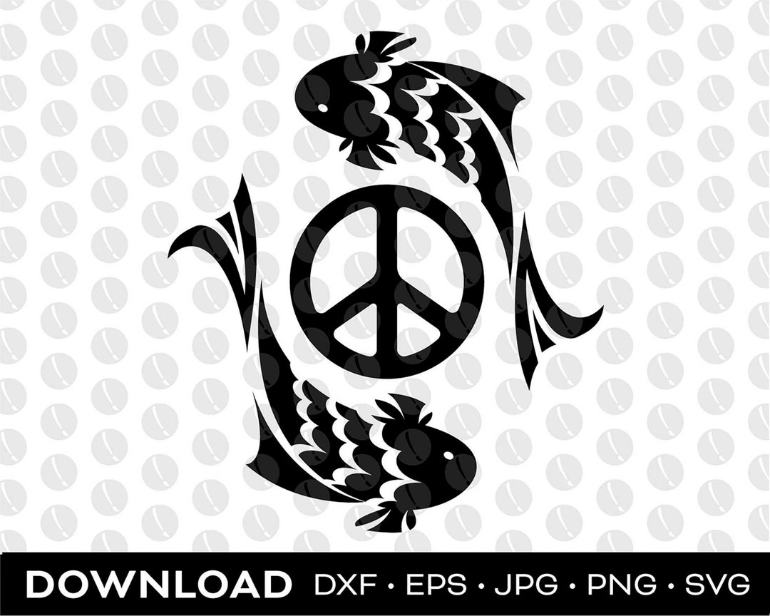 Koi Fish Peace Sign Svg, Dxf, Png, Jpg, Eps Download - Etsy