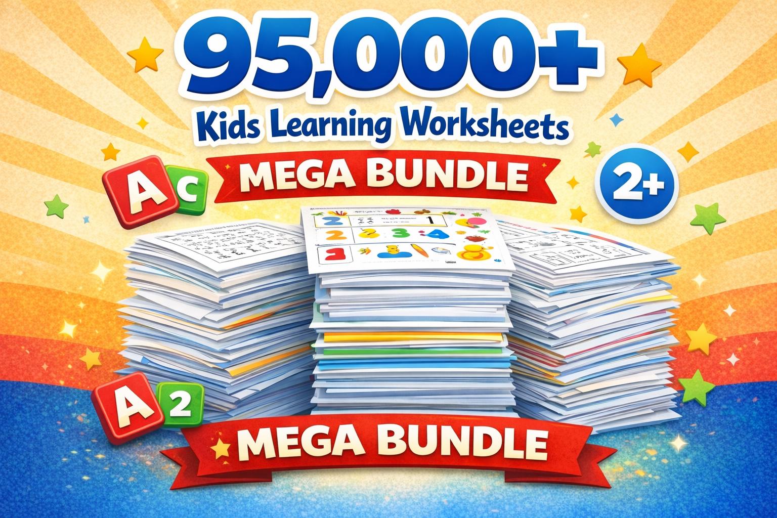 95,000+ Kids Learning Worksheets Mega Bundle | Preschool & Kindergarten ...