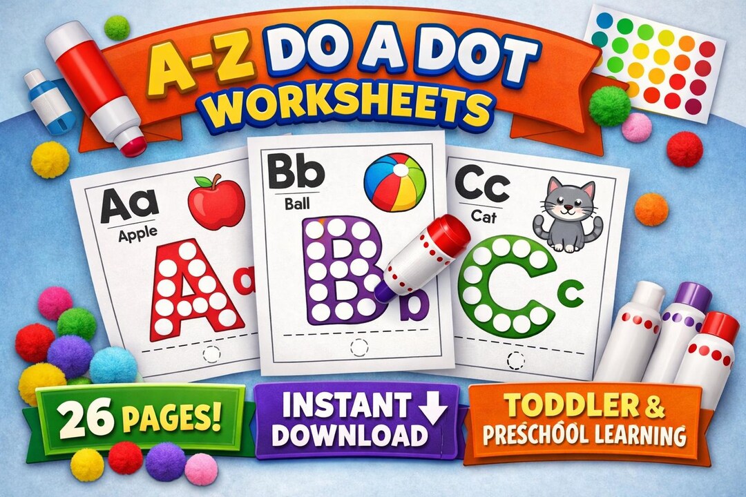 Do A Dot Alphabet Worksheets Printable | ABC Dab Activity Pages ...