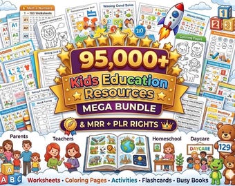 95,000+ Kids Learning Worksheets Mega Bundle | Preschool & Kindergarten ...