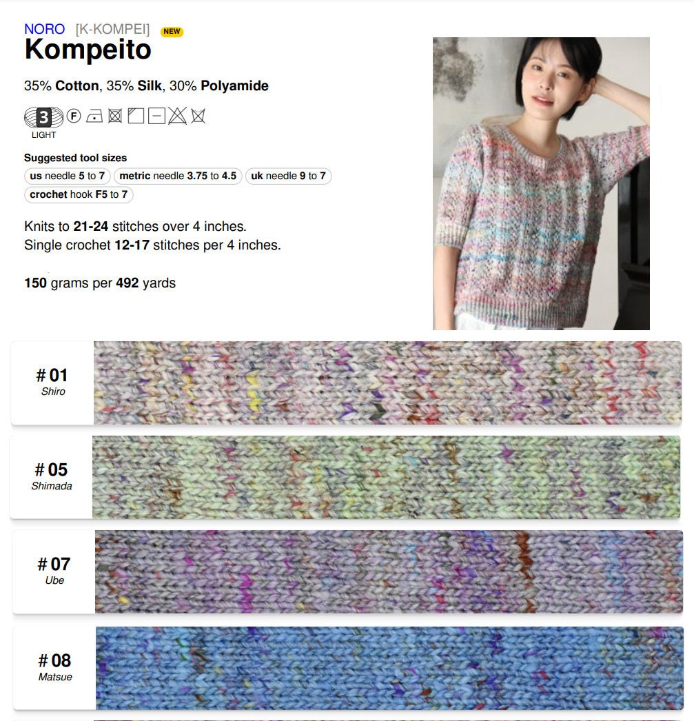 Kompeito Yarn by Noro Free Pattern With Yarn Purchase - Etsy